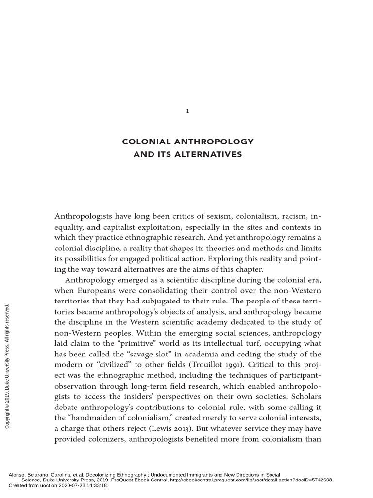 Decolonizing Ethnography Undocumented Immigrants A... - (Chapter 1 ...