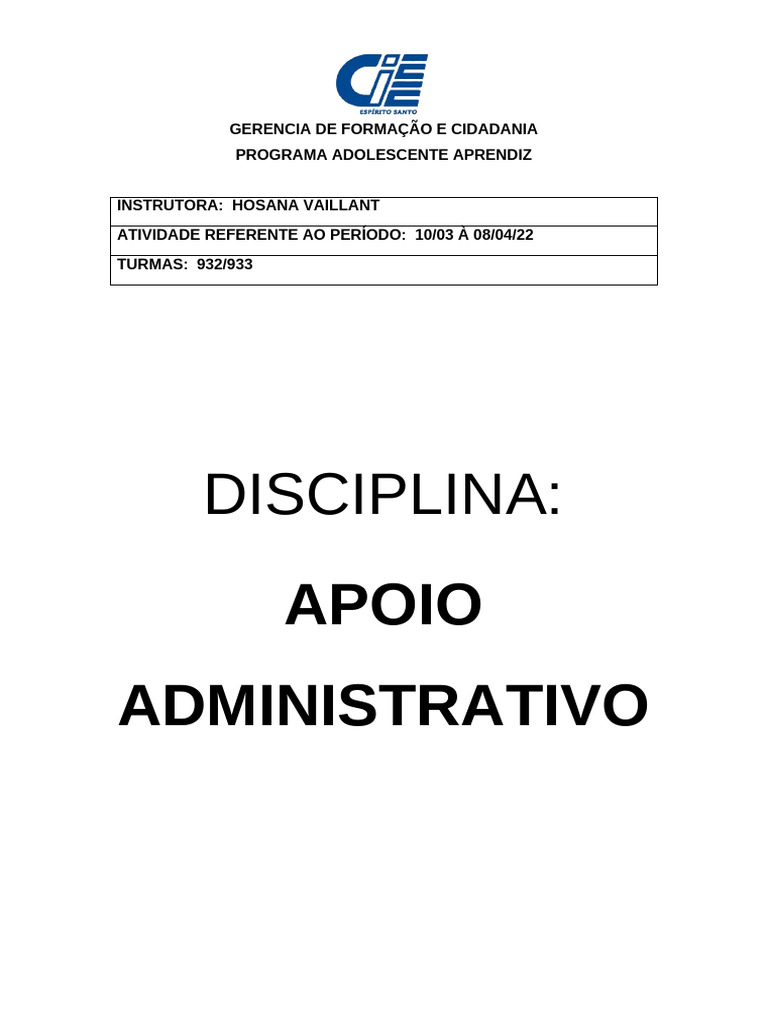 Apostila de Apoio Administrativo | PDF