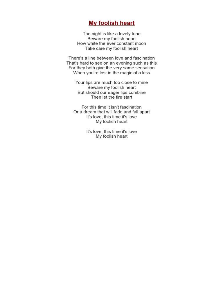 My Foolish Heart | PDF