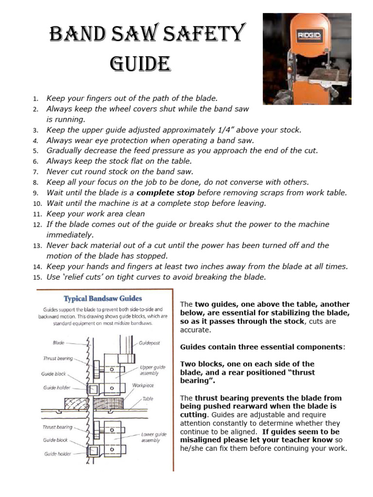 Band Saw Safety | PDF