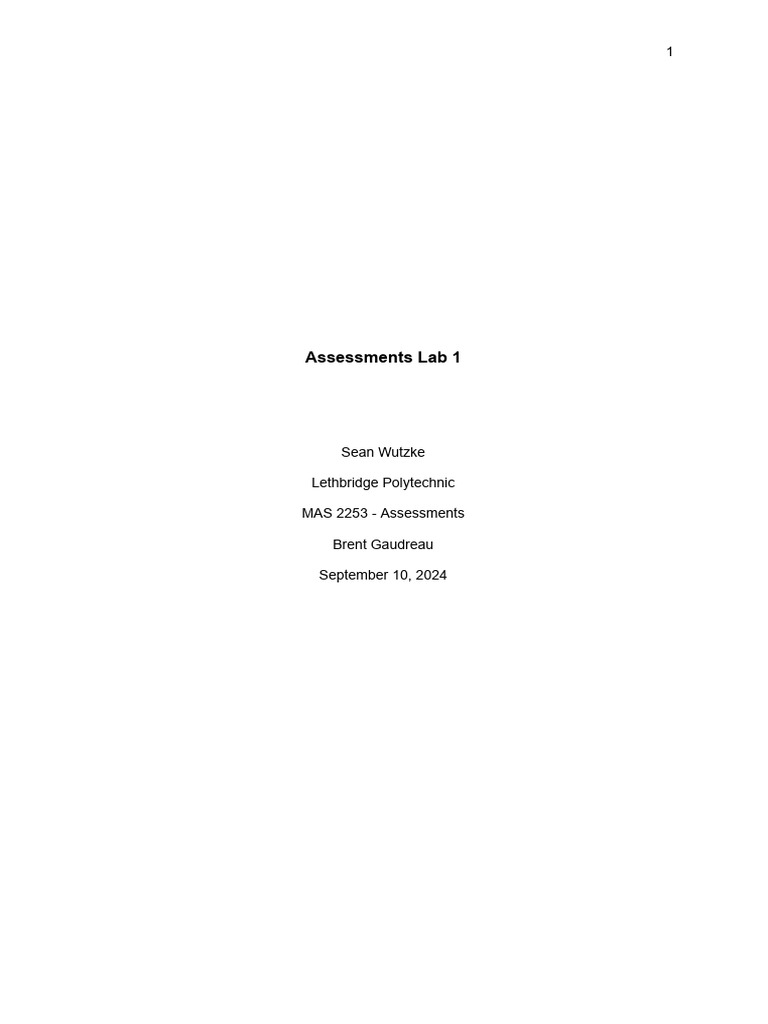 Lab 1 Assessment - Sean Wutzke | PDF