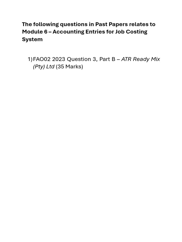 Past Papers Question To Attempt Module 6 | PDF