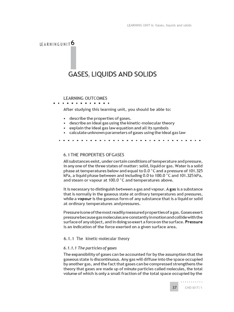 Gases, Liquids and Solids | PDF