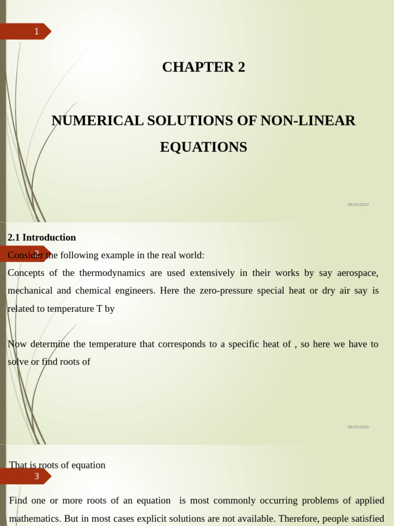 Numerical Solutions of Non-Linear Equations | PDF