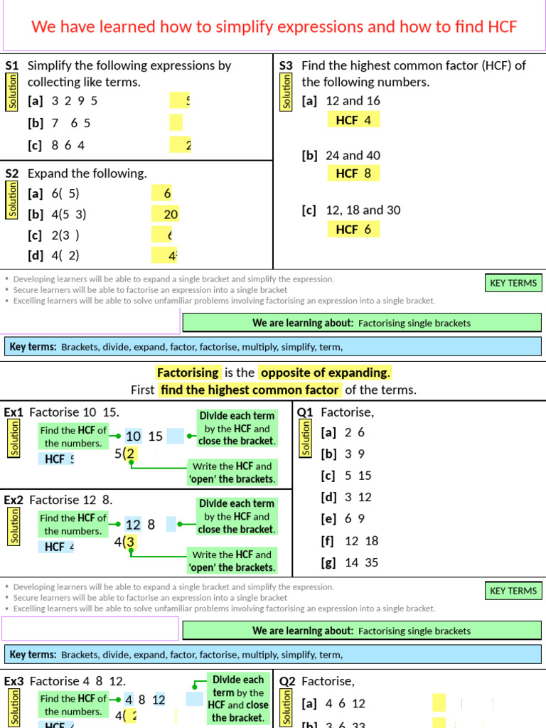 Factorising Expressions | PDF