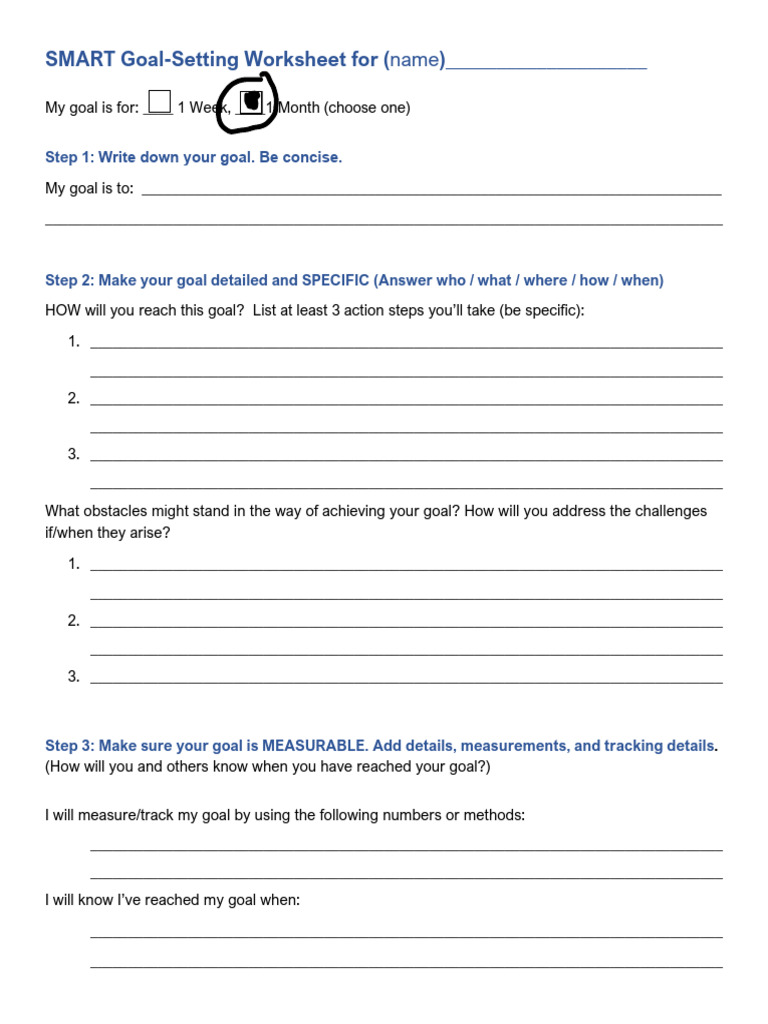 SMART Goal Setting Worksheet | PDF | Goal | Goal Setting