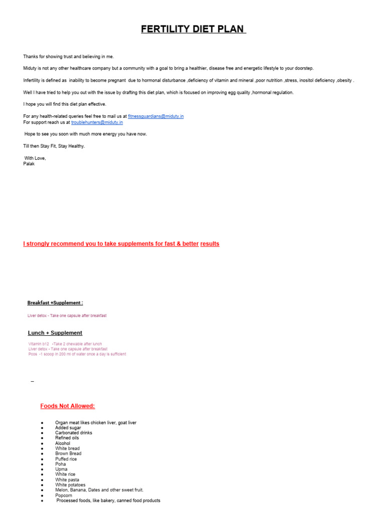 Fertility Diet Plan | PDF