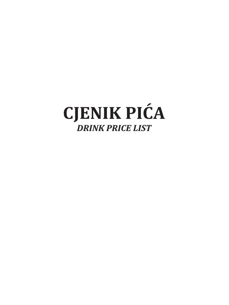 Cjenik Pića: Drink Price List | PDF