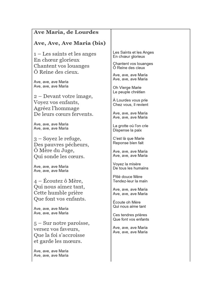 Ave Maria de Lourdes | PDF