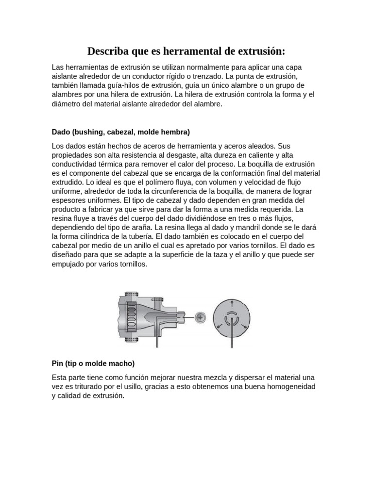 Herramental de Extrusion, Dado o Bushing, Molde Hembra, Pin, Tip o ...