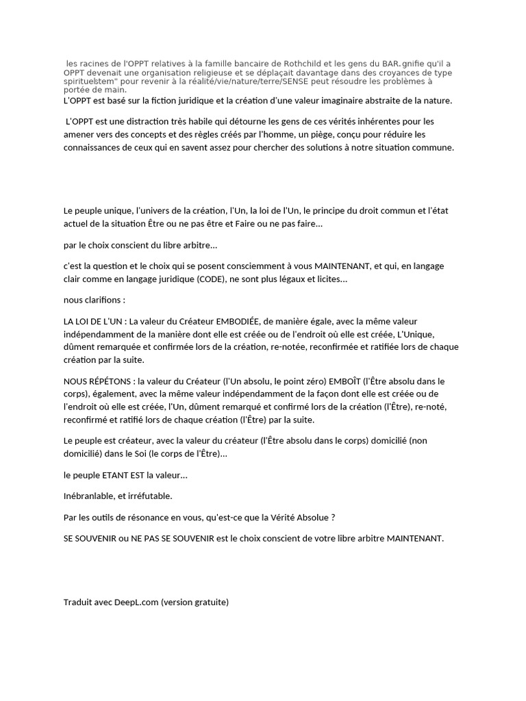 Comprendre l'OPPT et la Loi de l'Un | PDF