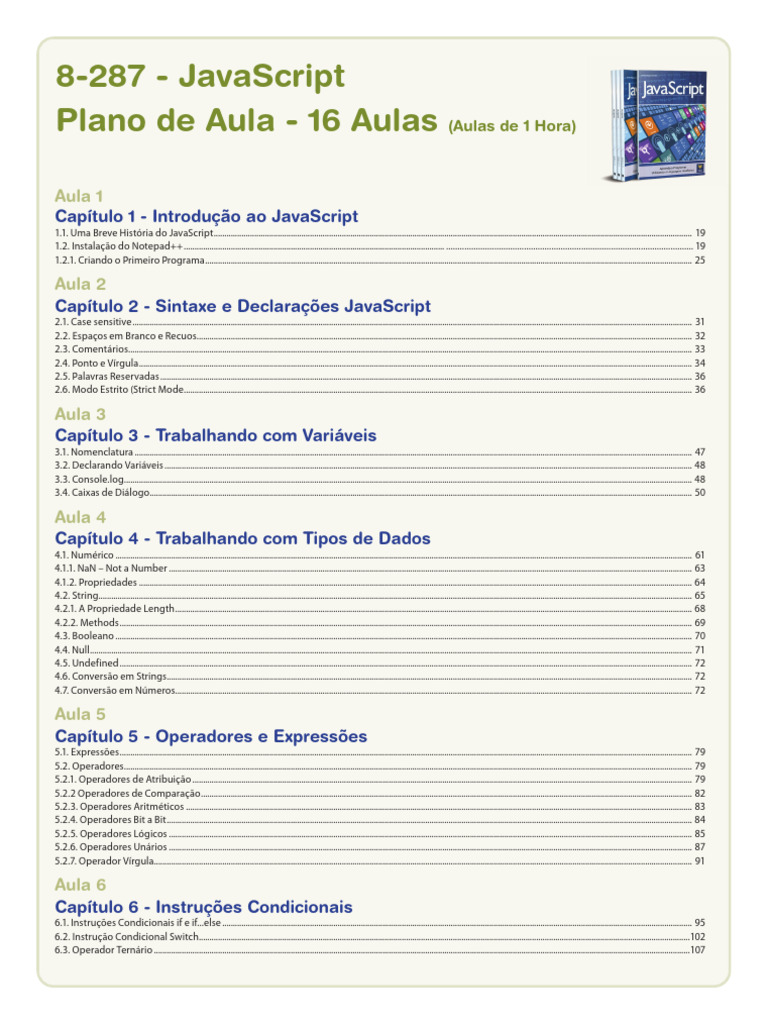 Plano de Aula - JavaScript_16Horas | PDF