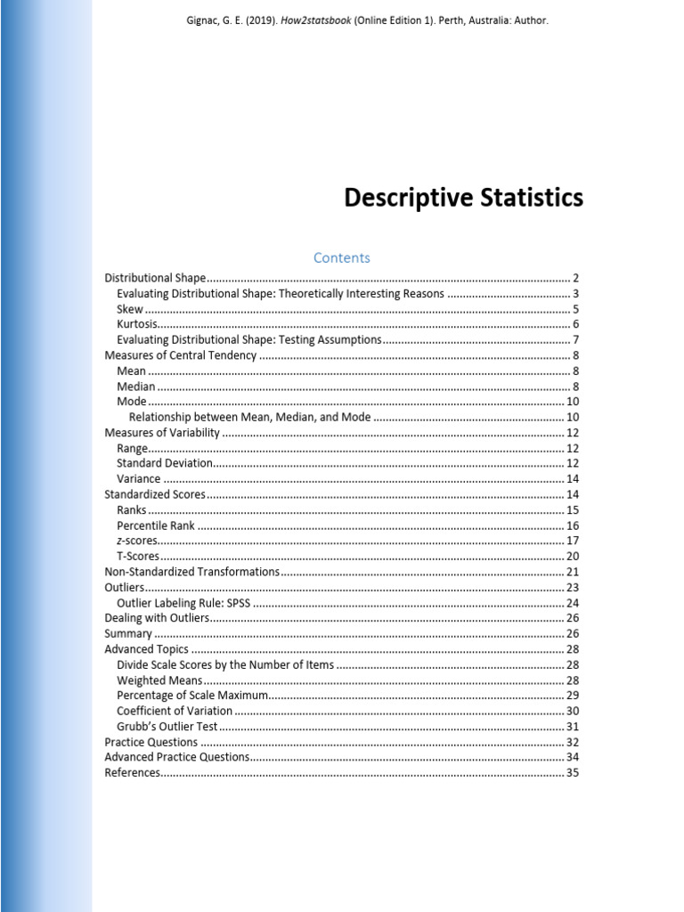 Chapter 2 - Descriptive Statistics - 2019 | PDF