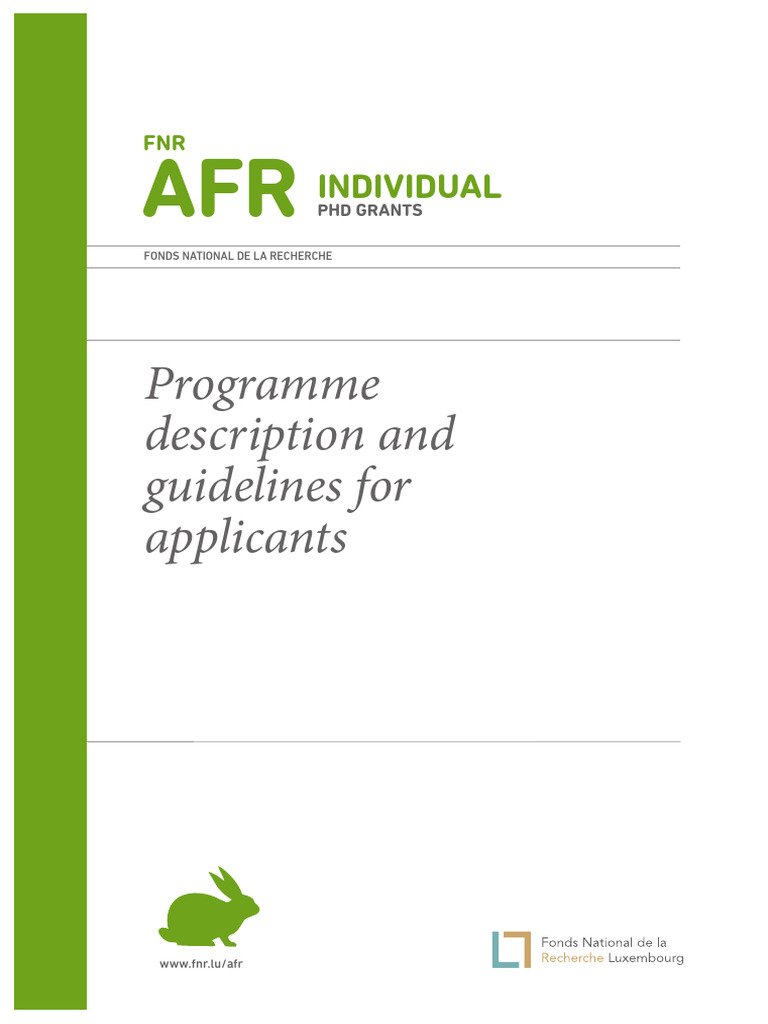 AFR-PhD Call 2020 Programme Description + Application Guidelines | PDF