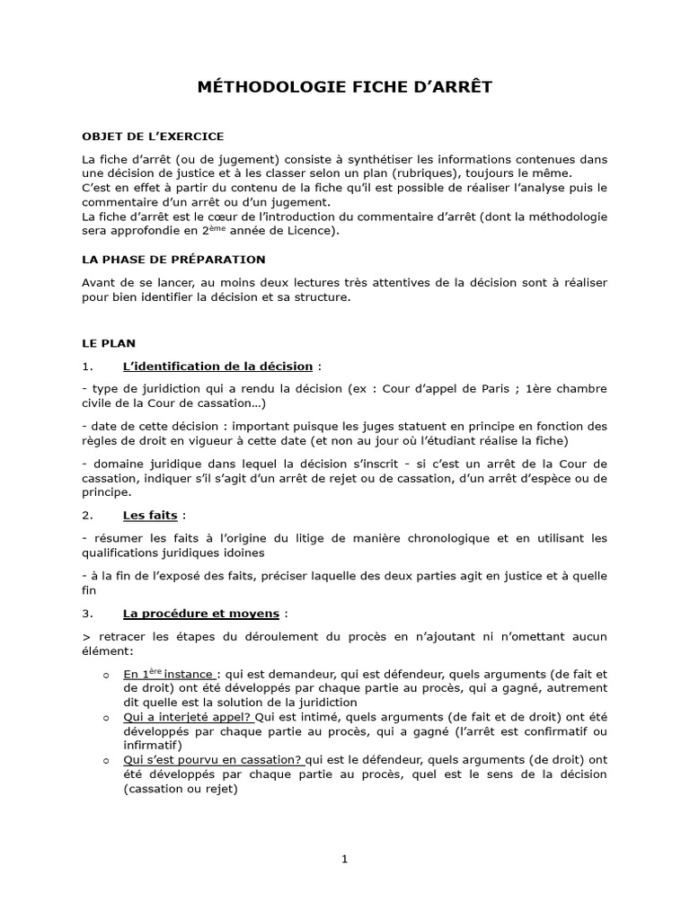 Méthodo Fiche Arret | PDF