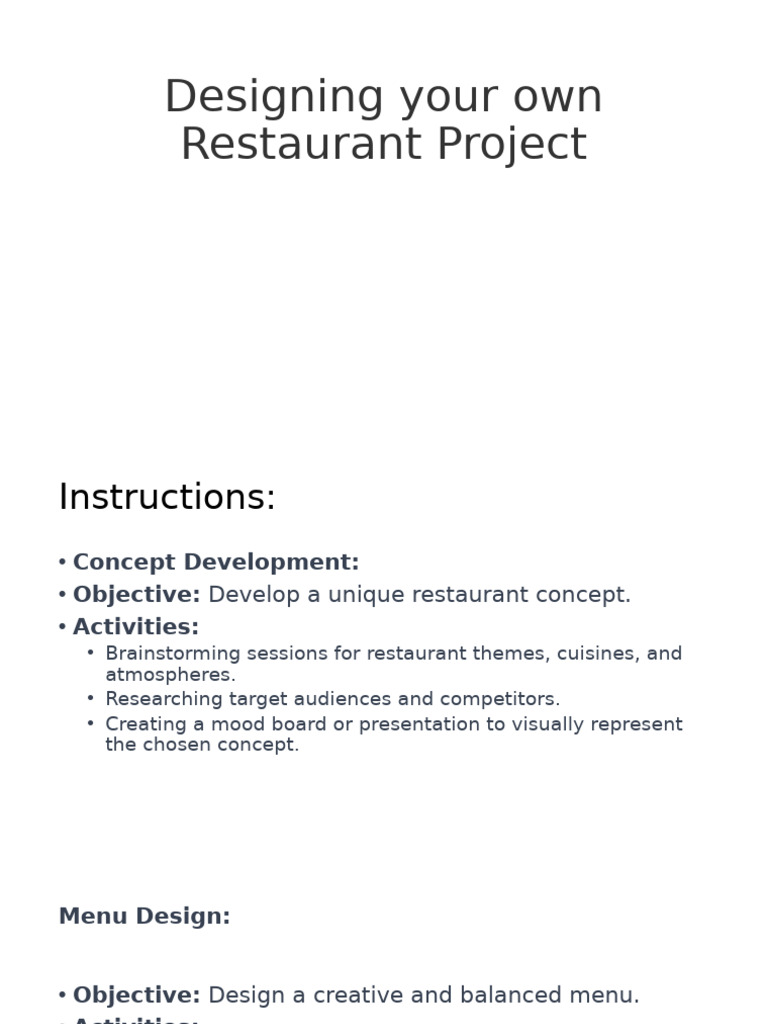 Designing your own Restaurant Project | PDF