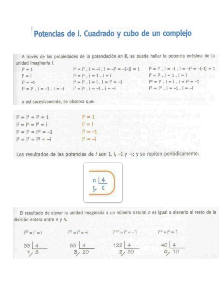 Potencias de I. Cuadrado y Cubo de Un Complejo. | PDF
