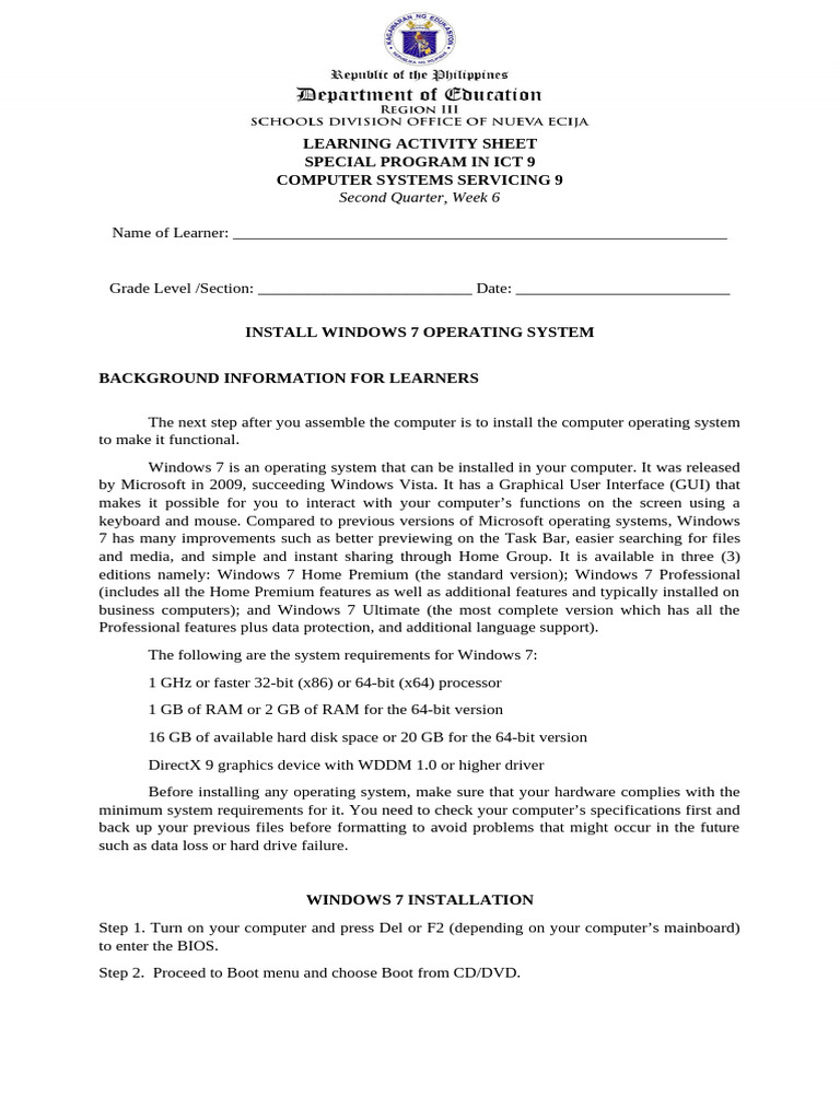 q2.CSS9 WEEK 6 To Lecture | PDF | Windows 7 | Games & Activities