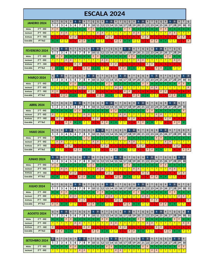 Escala de Trabalho 6x2 2024 | PDF