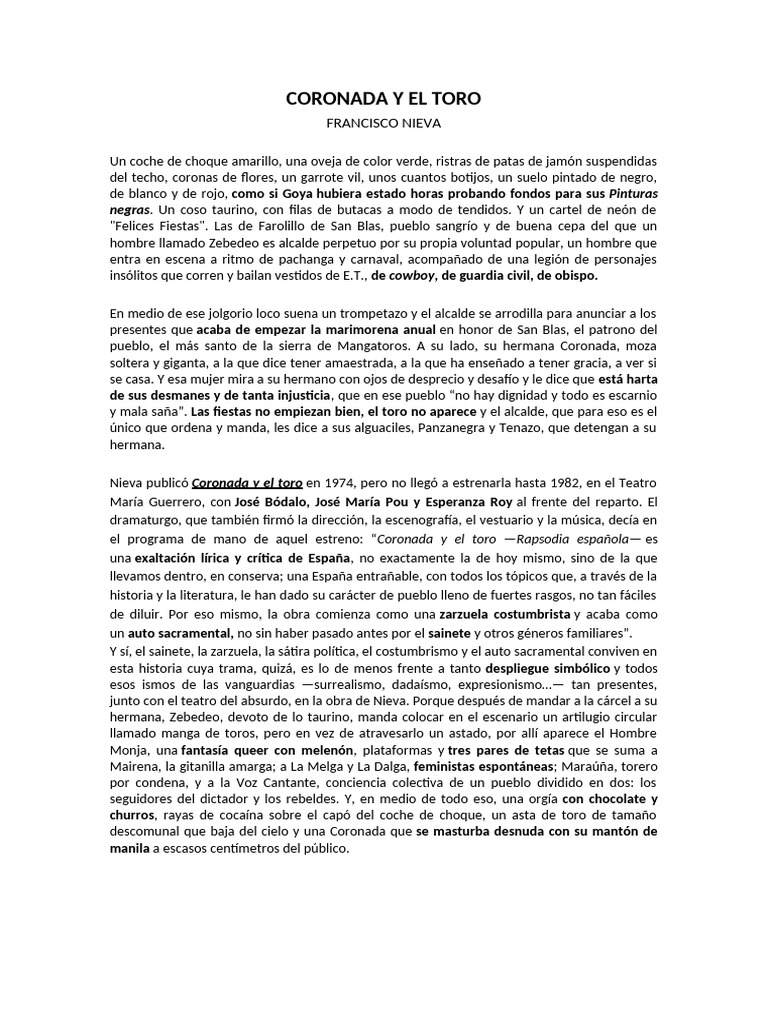 Coronada y El Toro | PDF