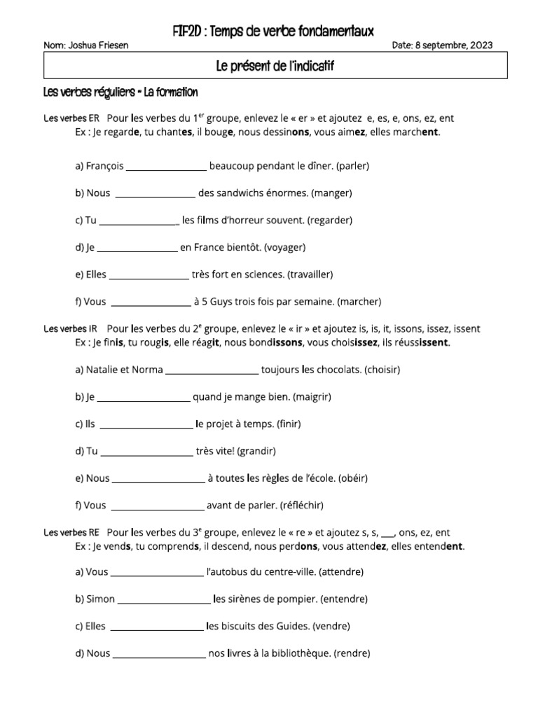 French Homework | PDF