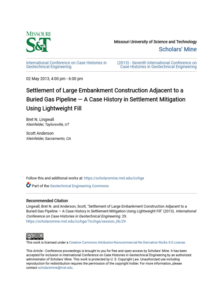 Settlement of Large Embankment Construction Adjacent To A Buried | PDF ...