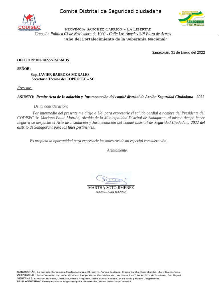 ACTA DE INSTALACION Y CONFORMAICON CODISEC 2022.pdf.pdf | PDF