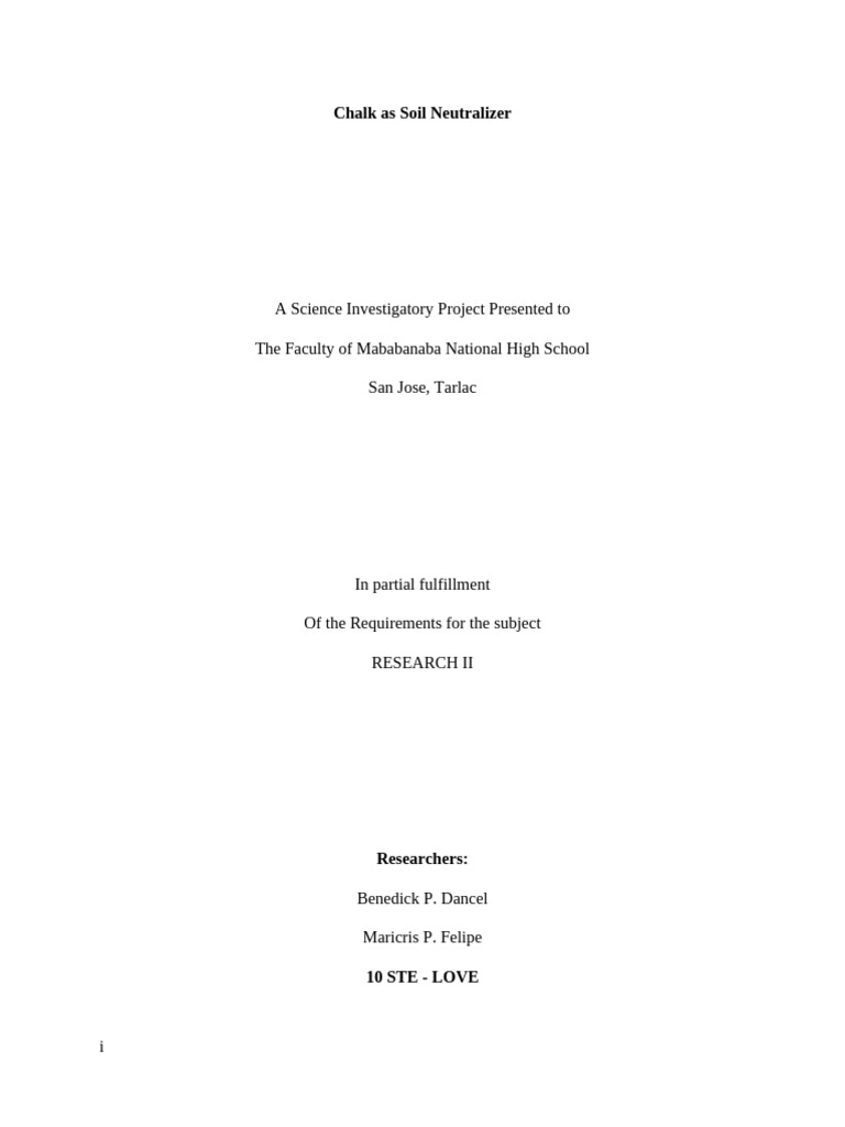 'Chalk As Soil Neutralizer Title | PDF