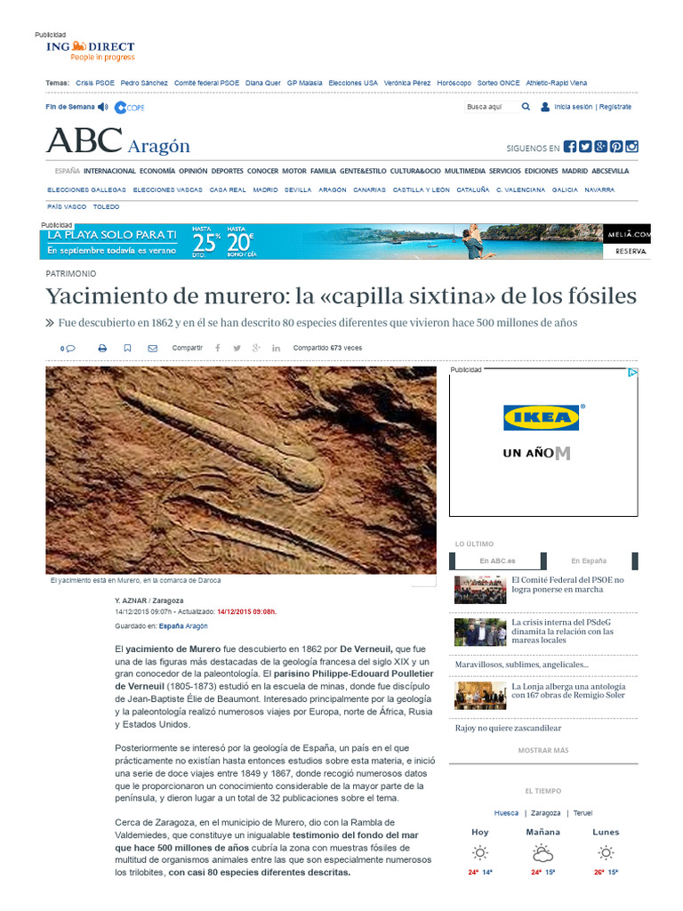 Yacimiento de Murero - La Capilla Sixtina de Los Fósiles | PDF