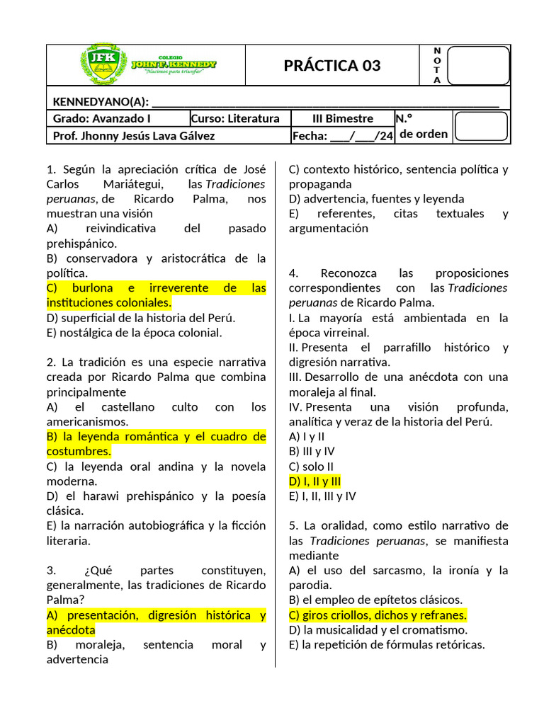 Práctica 03 - Literatura - Avanzado I | PDF
