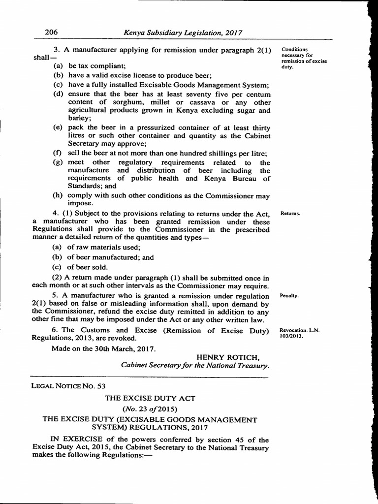 53-ExciseDuty ExcisableGoodsManagementSystem Regulations 2017 | PDF