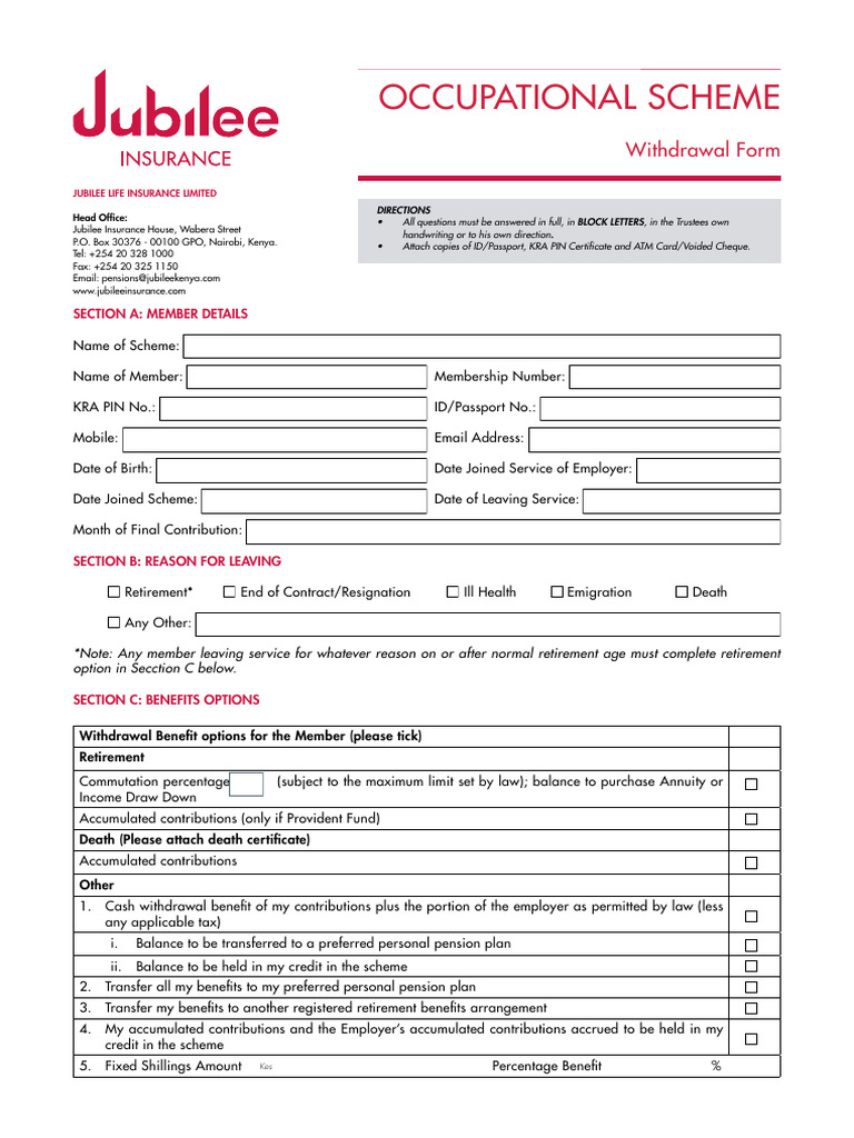 Updated Pension Withdrawal Form | PDF