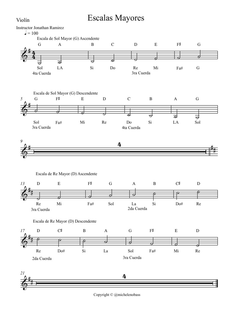 Escalas Mayores - Violín | PDF