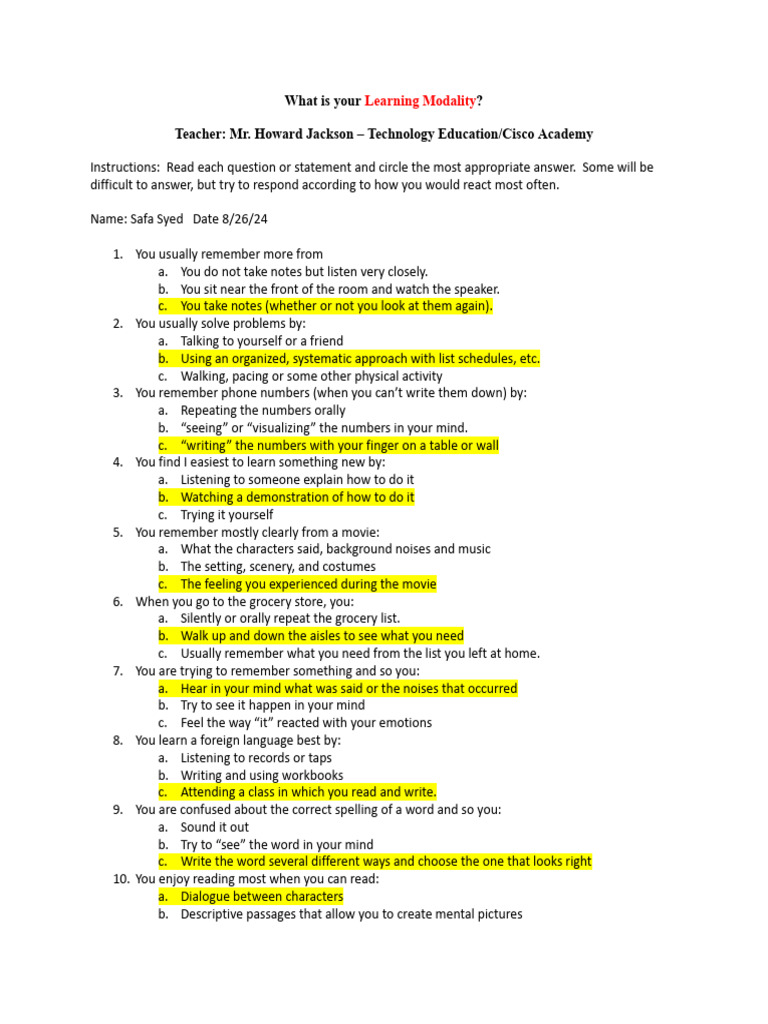 Learning Modality | PDF