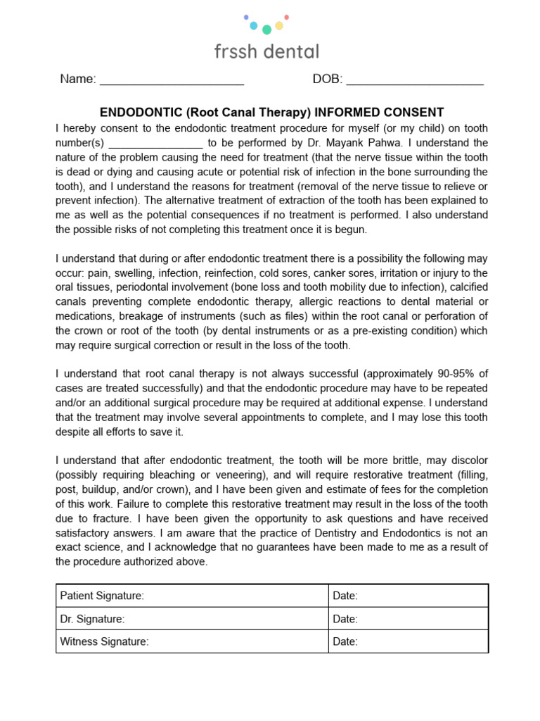 Root Canal Consent Form | PDF