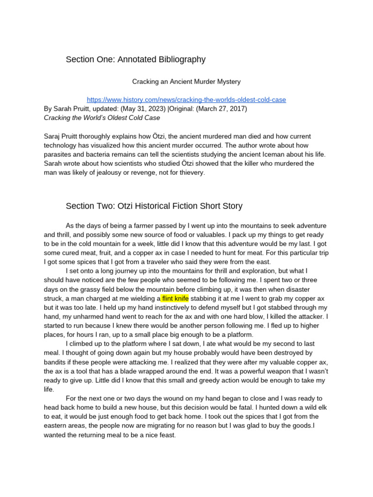 Section Two - Otzi Historical Fiction Short Story | PDF