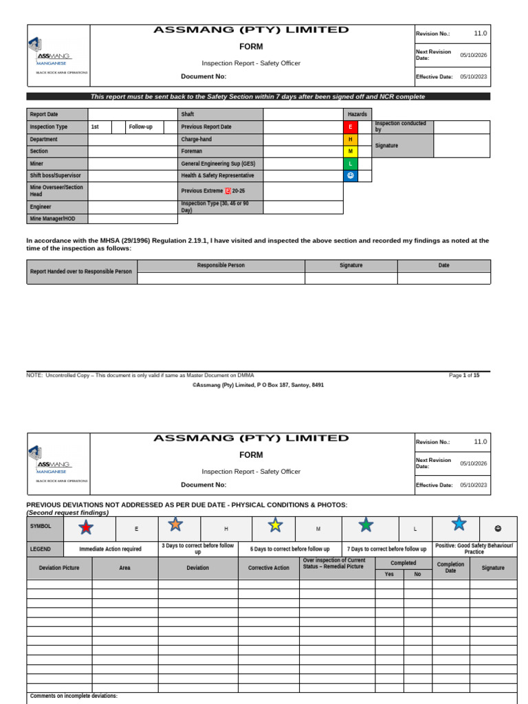 Inspection Report - Safety Officer | PDF