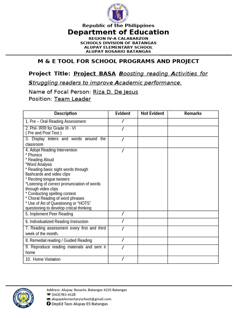PROJECT BASA MONITORING TOOL@DECEMBER 2022 | PDF
