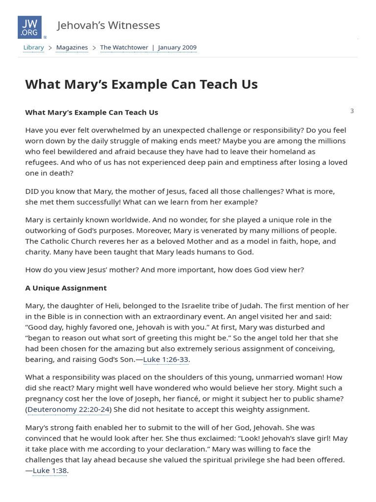 What Mary’s Example Can Teach Us | PDF