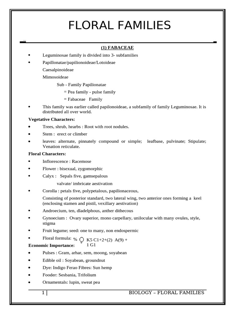 5. Floral Families | PDF