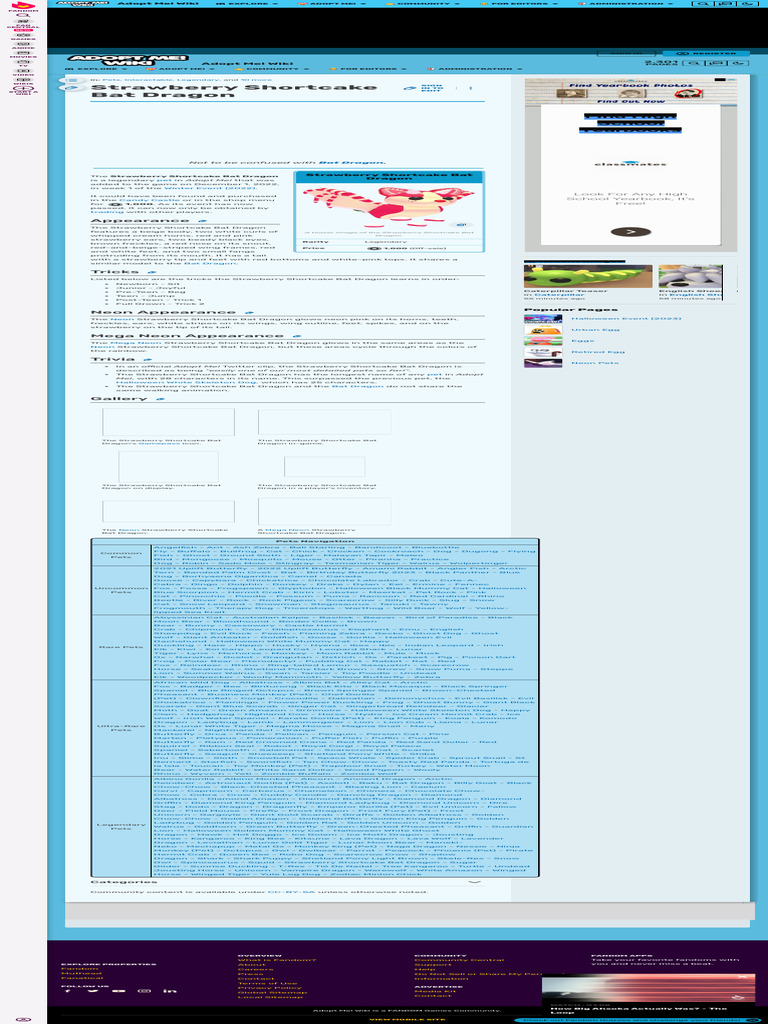 Strawberry Shortcake Bat Dragon Adopt Me! Wiki… | PDF