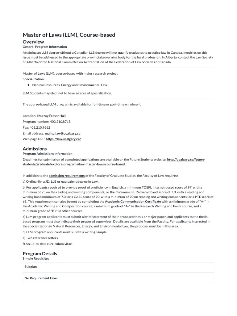 Canada LLM Course Based Specification | PDF