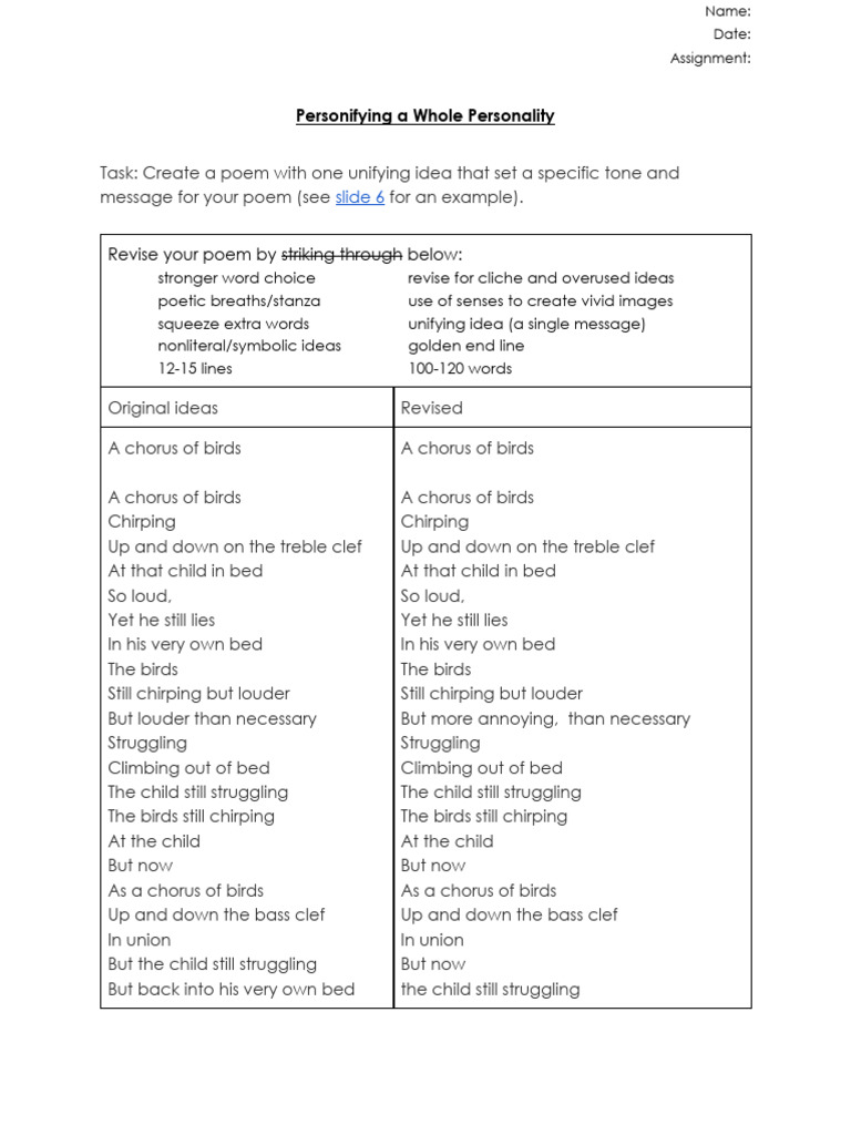 Colin - S 7bW-Personifying With Human Verbs and Adjectives | PDF