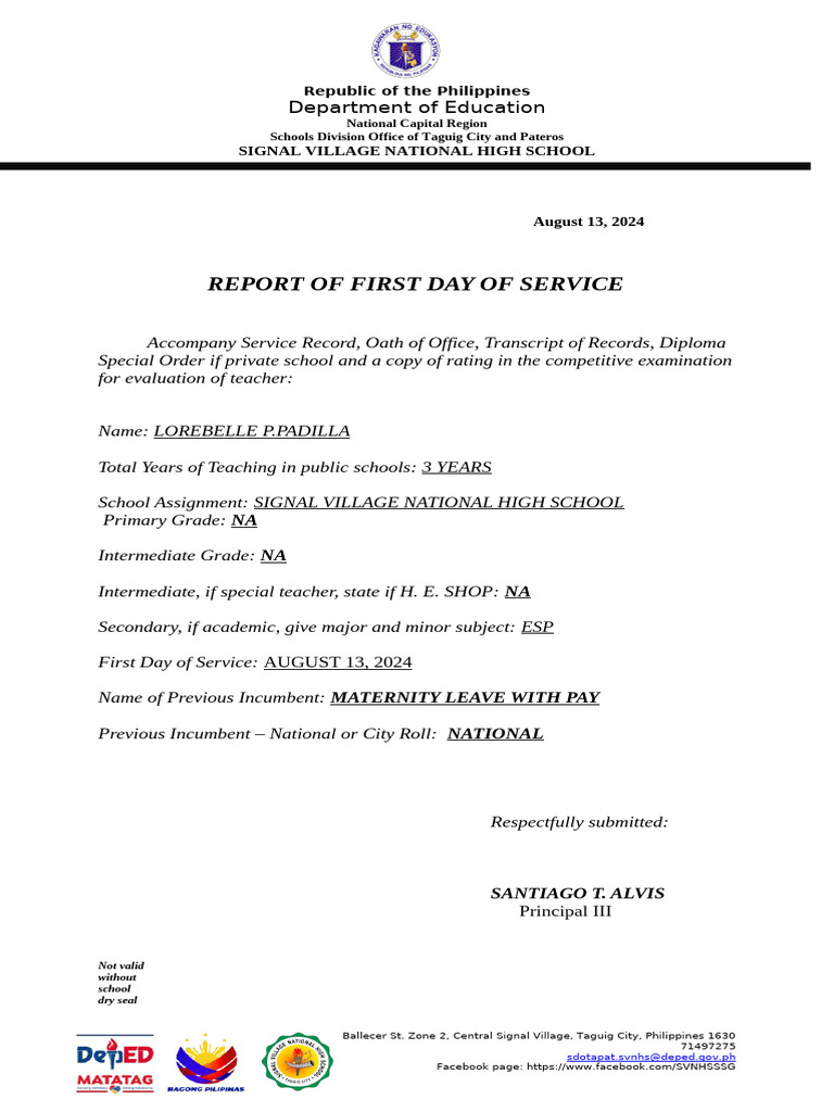 Report on First Day of Service | PDF