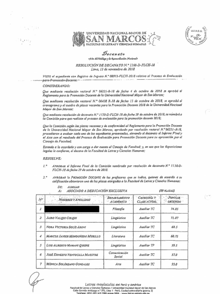 Resolución Decanal-Jaime Villanueva | PDF