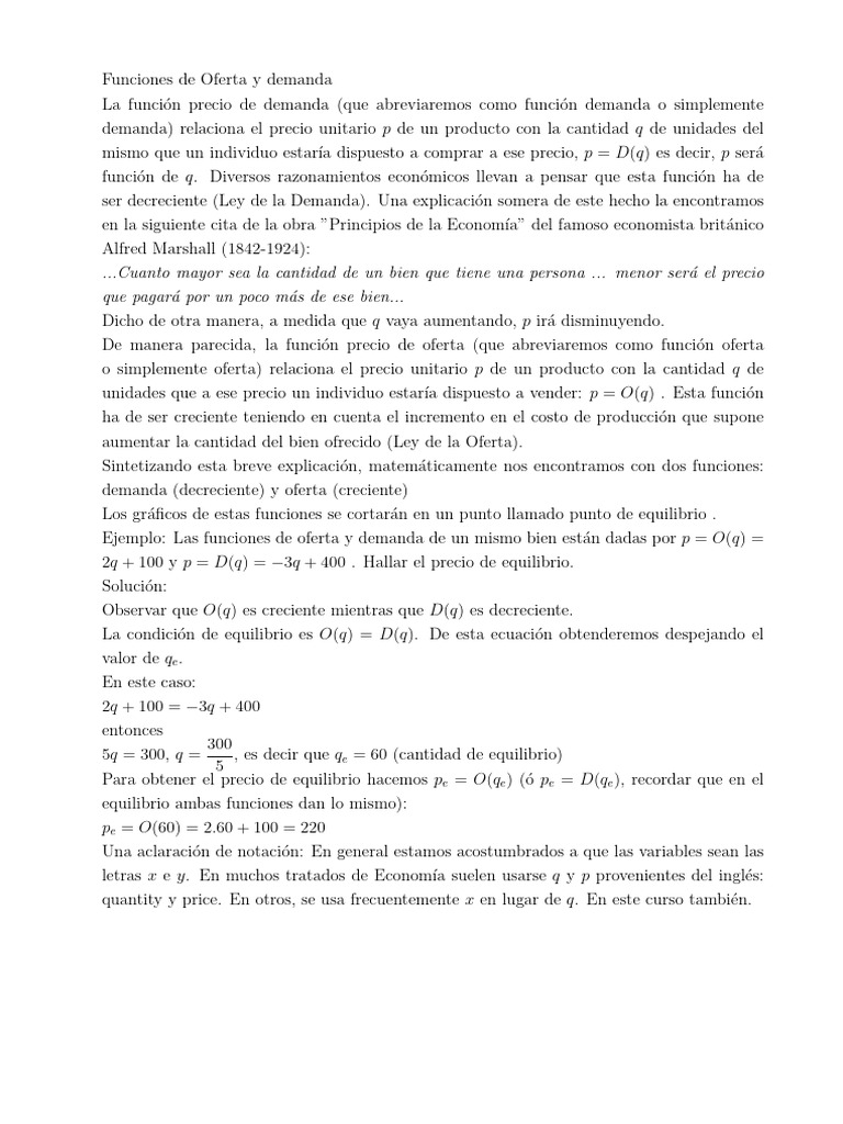 03. Funciones de oferta y demanda | PDF