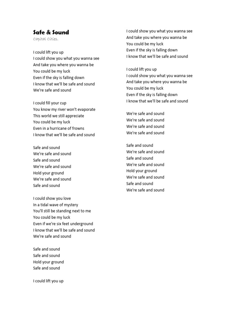 Letra Con Traducción Safe and Sound - Captial Cities | PDF