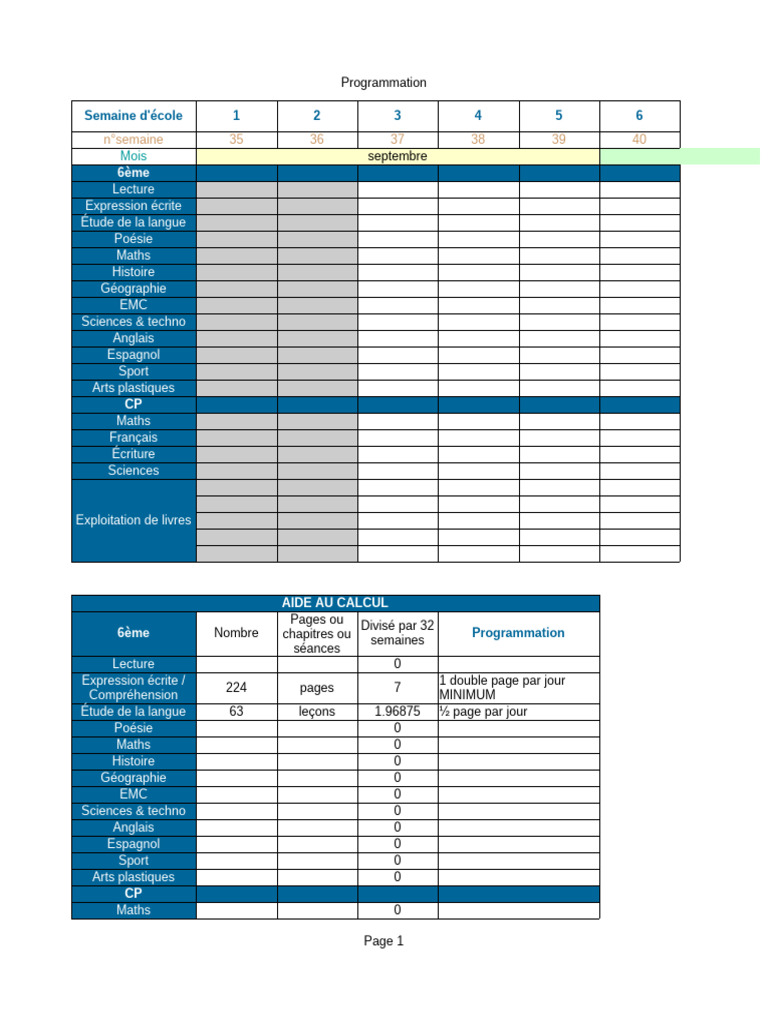 Programmation 2022 2023 Modele | PDF