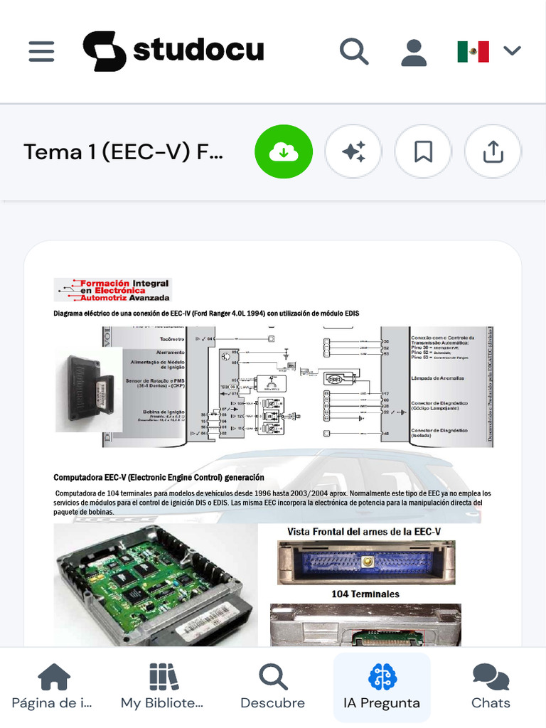Tema 1 (EEC-V) FORD - Ford Maual - Análisis Electrónica A La PCM EEC-V Servicio de Reparación de ...