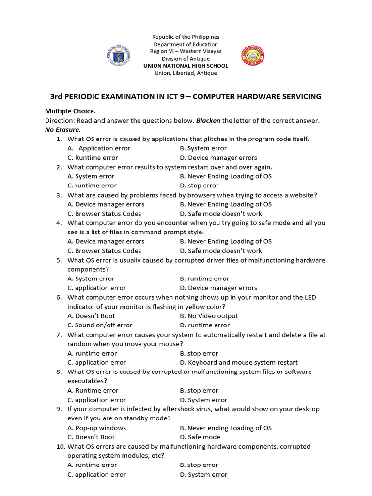3rd Periodic Exam TLE 9 | PDF